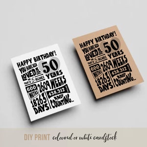 Printable 50th Birthday Card You Have Been Loved for 50 Years Old ...