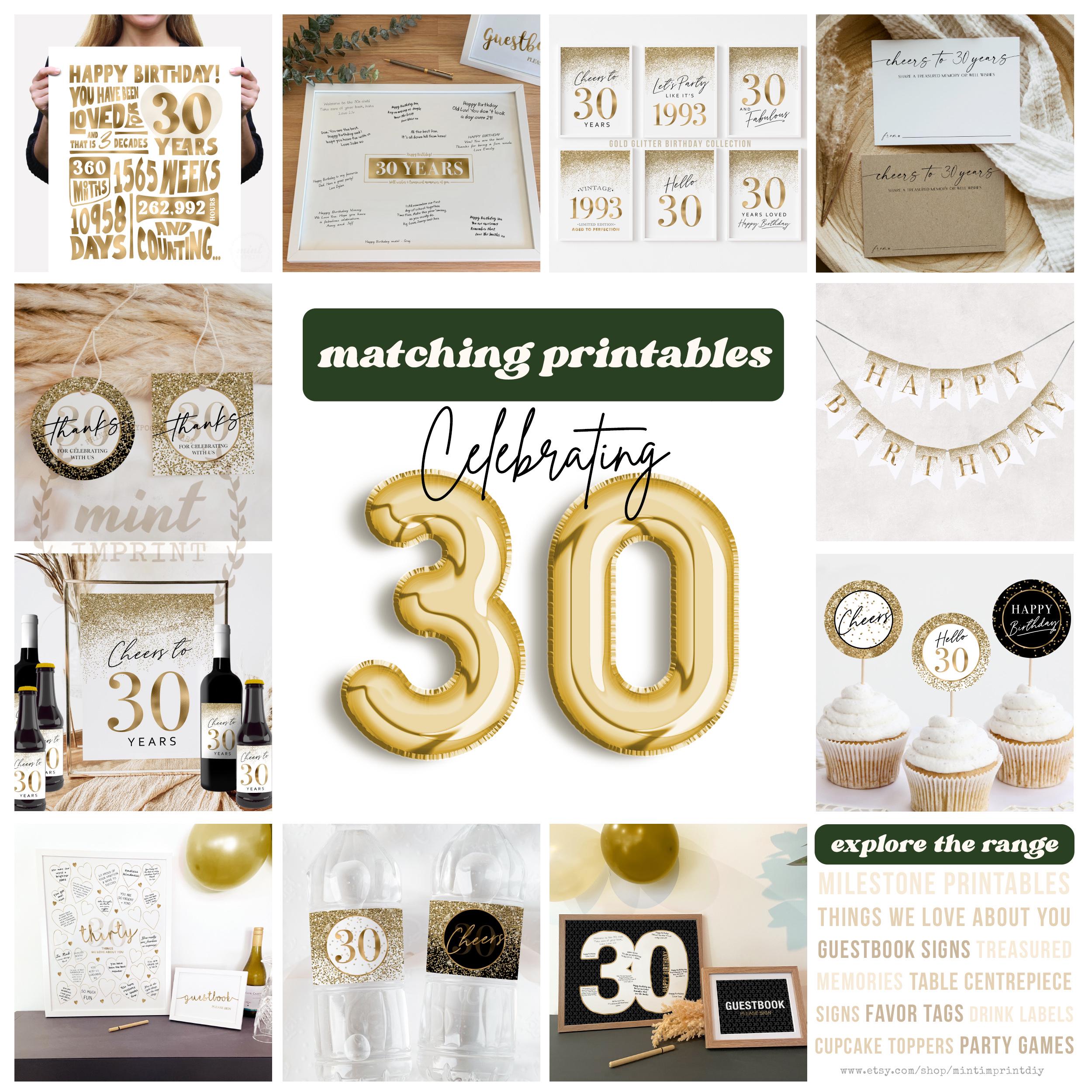 Thirty Things We Love About You Printable Sign in Board | 30th Birthday ...