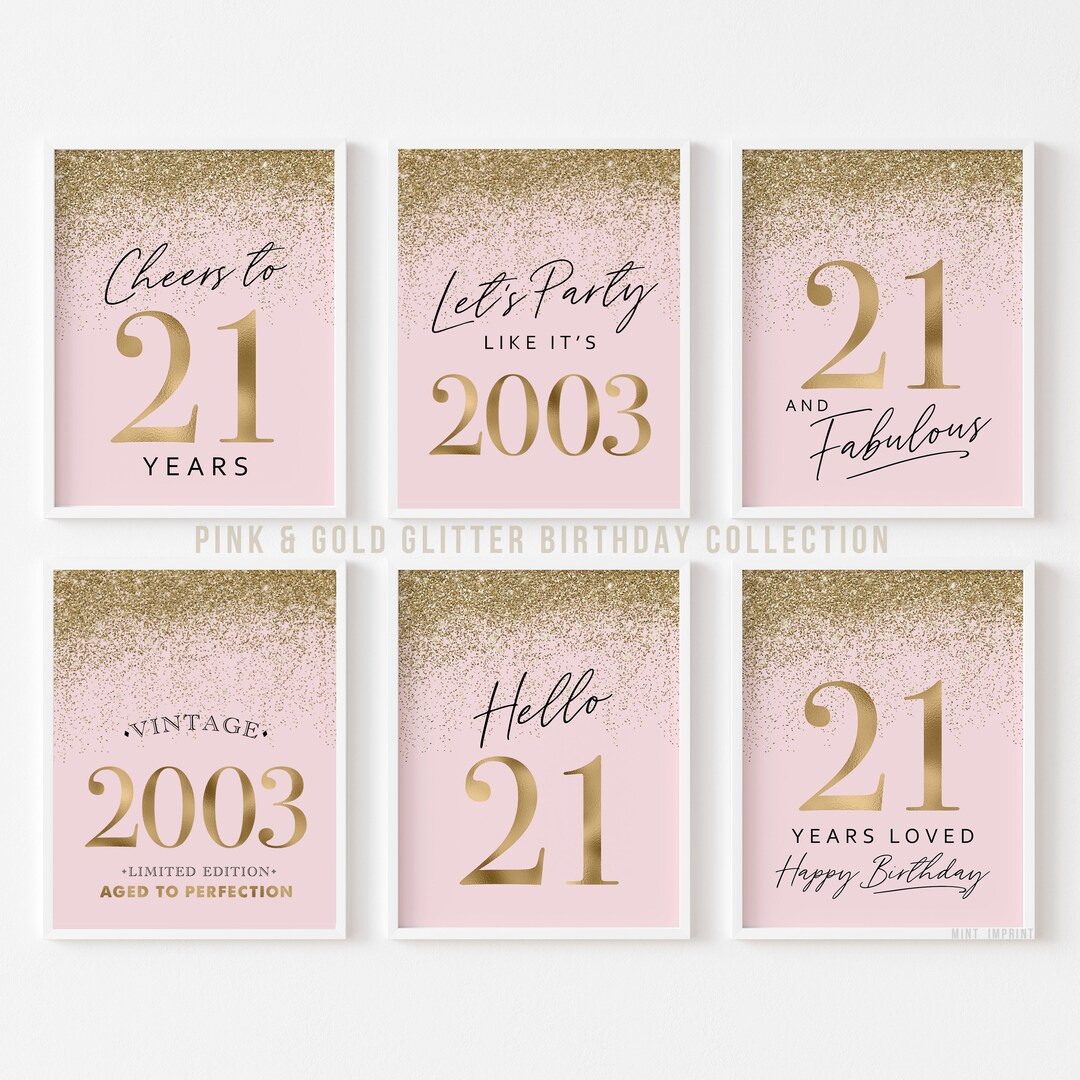 Pink and Gold 21st Birthday Party Decorations Women, Hello 21 Cheers ...