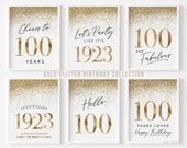 100th Birthday Party Signs Gold Decorations Printable Signs - Etsy