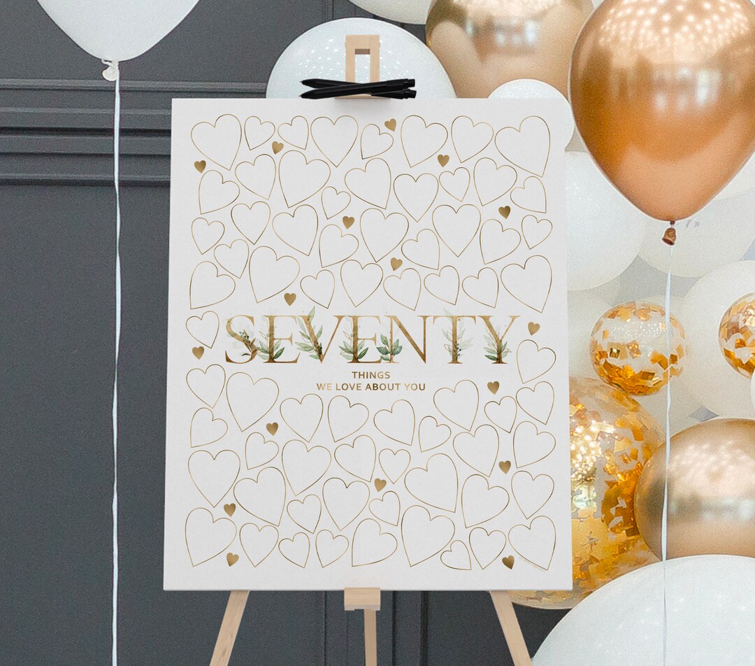 70th Birthday Sign With 70 Hearts for Birthday Wishes, 70 Reasons We ...