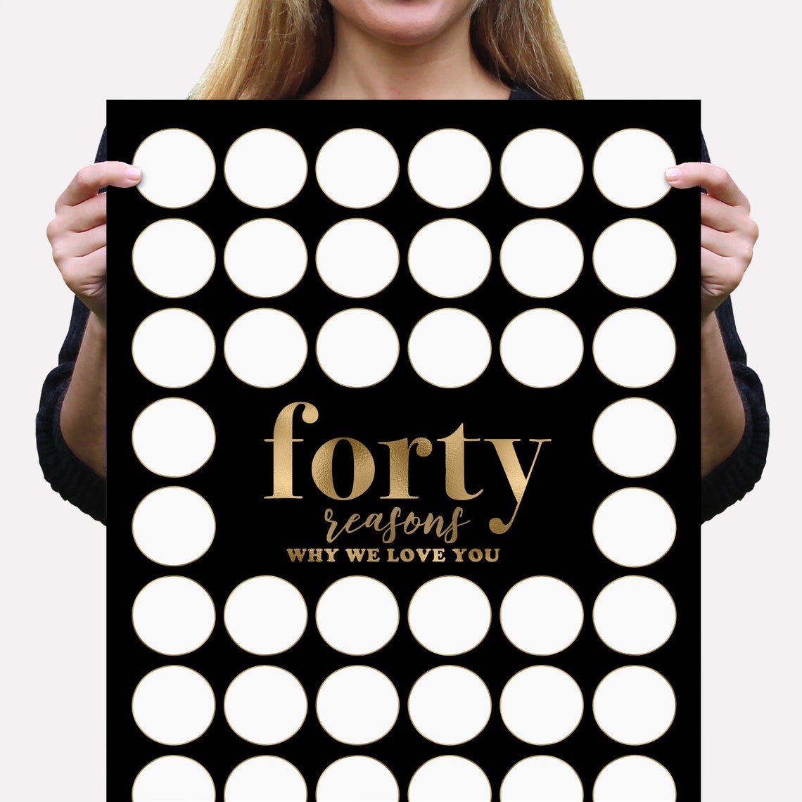40 Reasons Why We Love You Printable Forty Black and Gold | Etsy