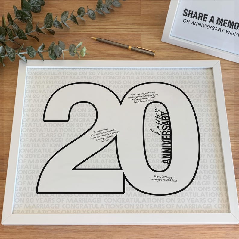Happy 20th Anniversary Poster, Party Decoration or Group Card ...