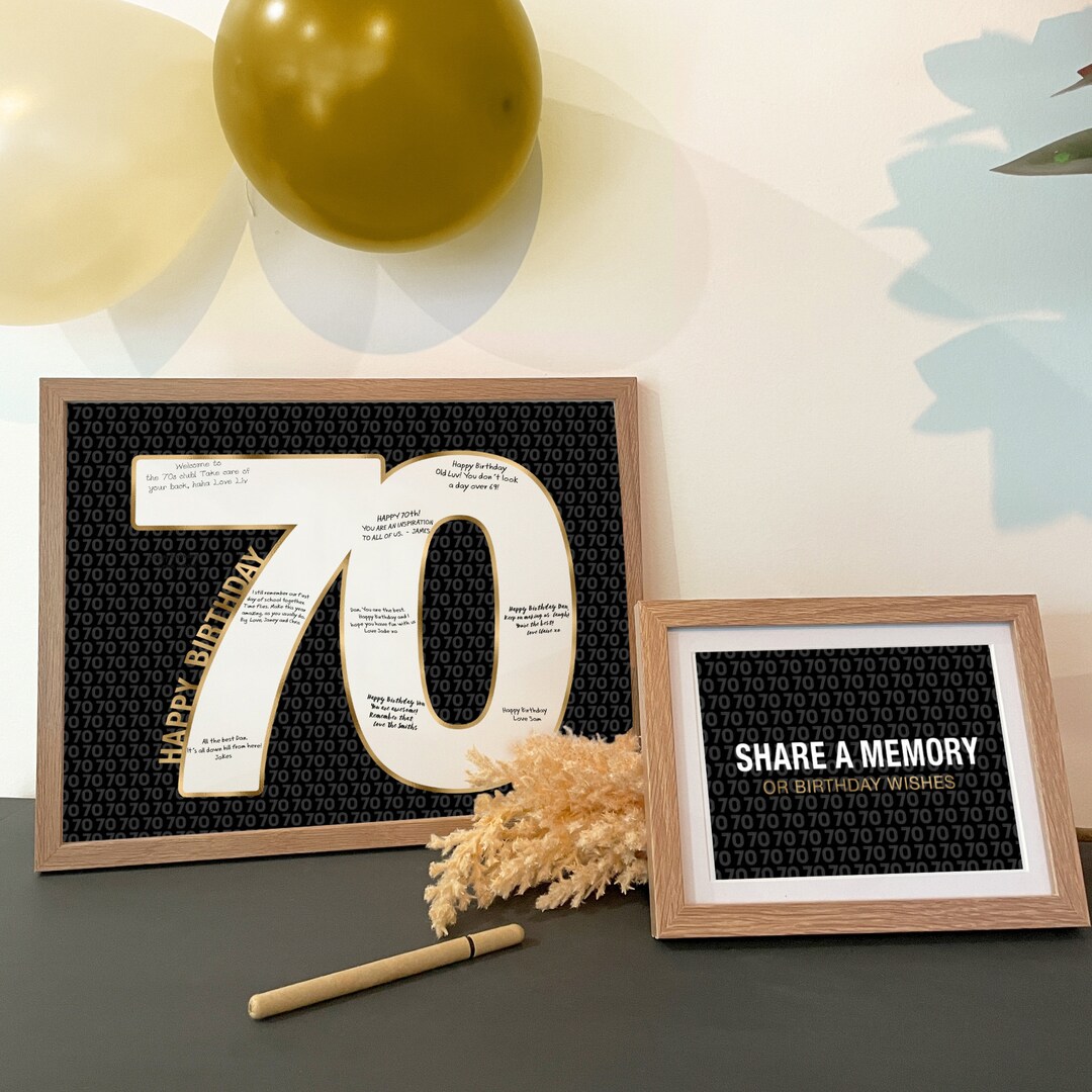 70th Guest Book Poster Printable Birthday Signage Share A Memory, Happy ...