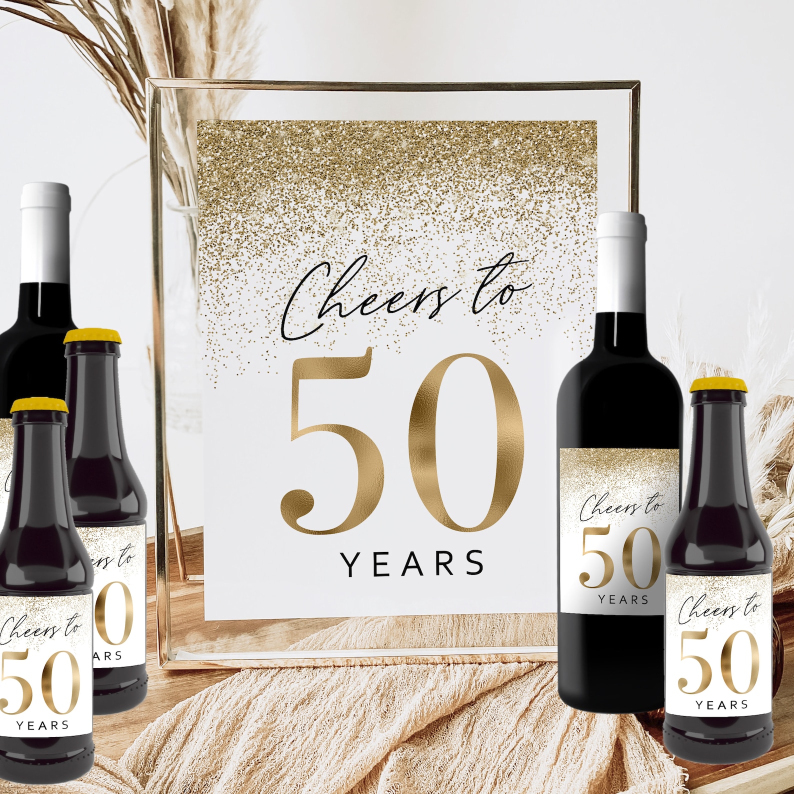 Cheers to 50 Years Printable Birthday Sign Wine Bottle Label - Etsy