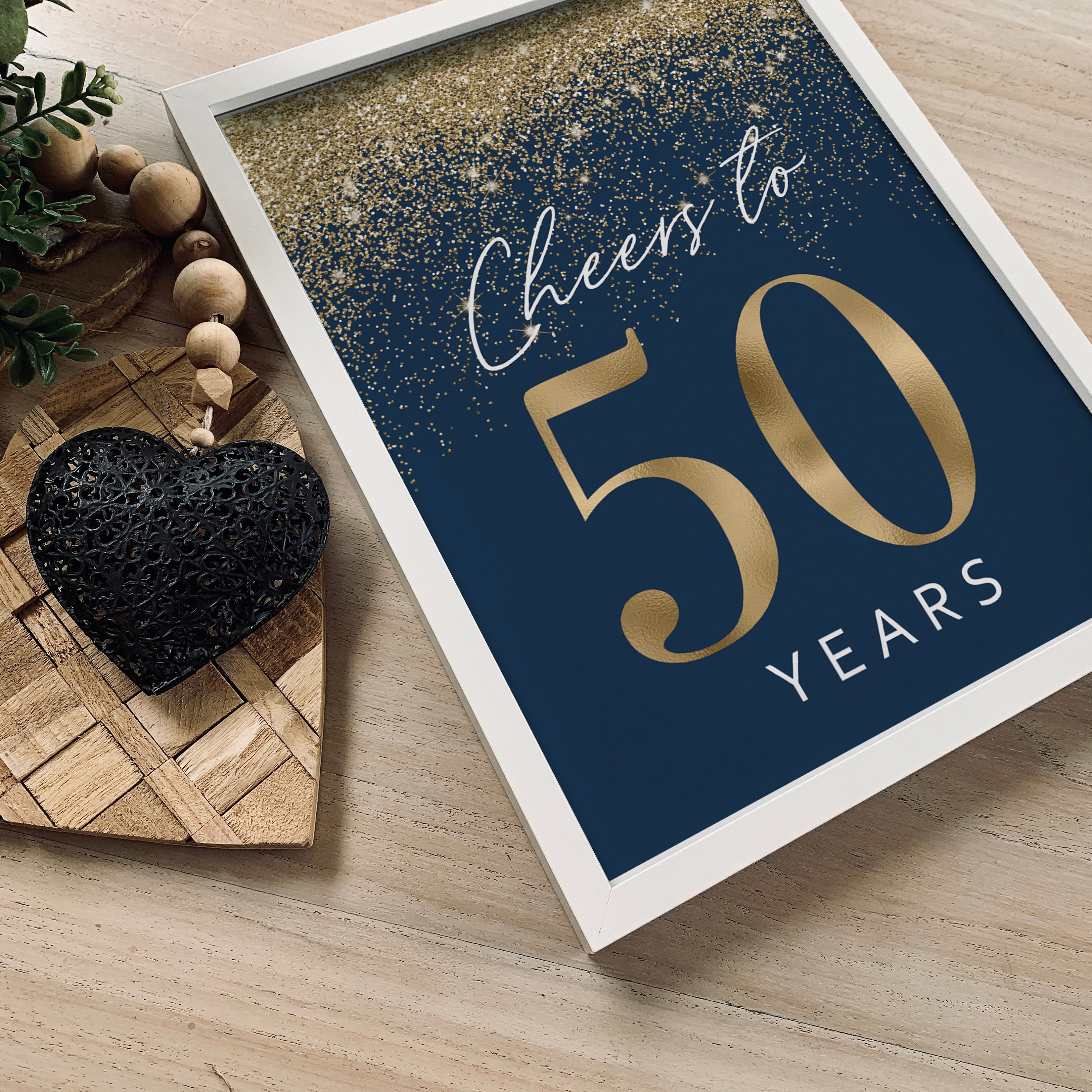 Navy Blue Gold Happy 50th Birthday Signs 1973 Printable - Etsy