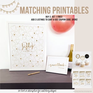 Gold 50th Birthday Party Decorations Printable 50 Birthday - Etsy