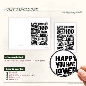 100th Birthday Card Printable You Have Been Loved for 100 Years Old ...