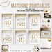 Gold 40th Birthday Party Decorations, Printable 40 Birthday Signs for ...