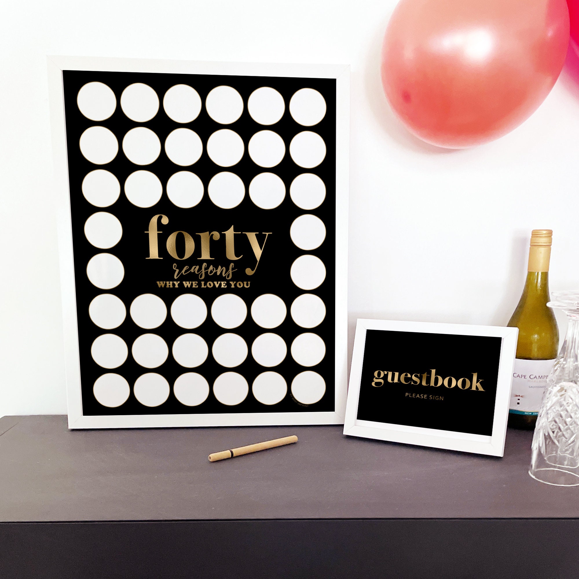 40 Reasons Why We Love You Printable Forty Black and Gold | Etsy