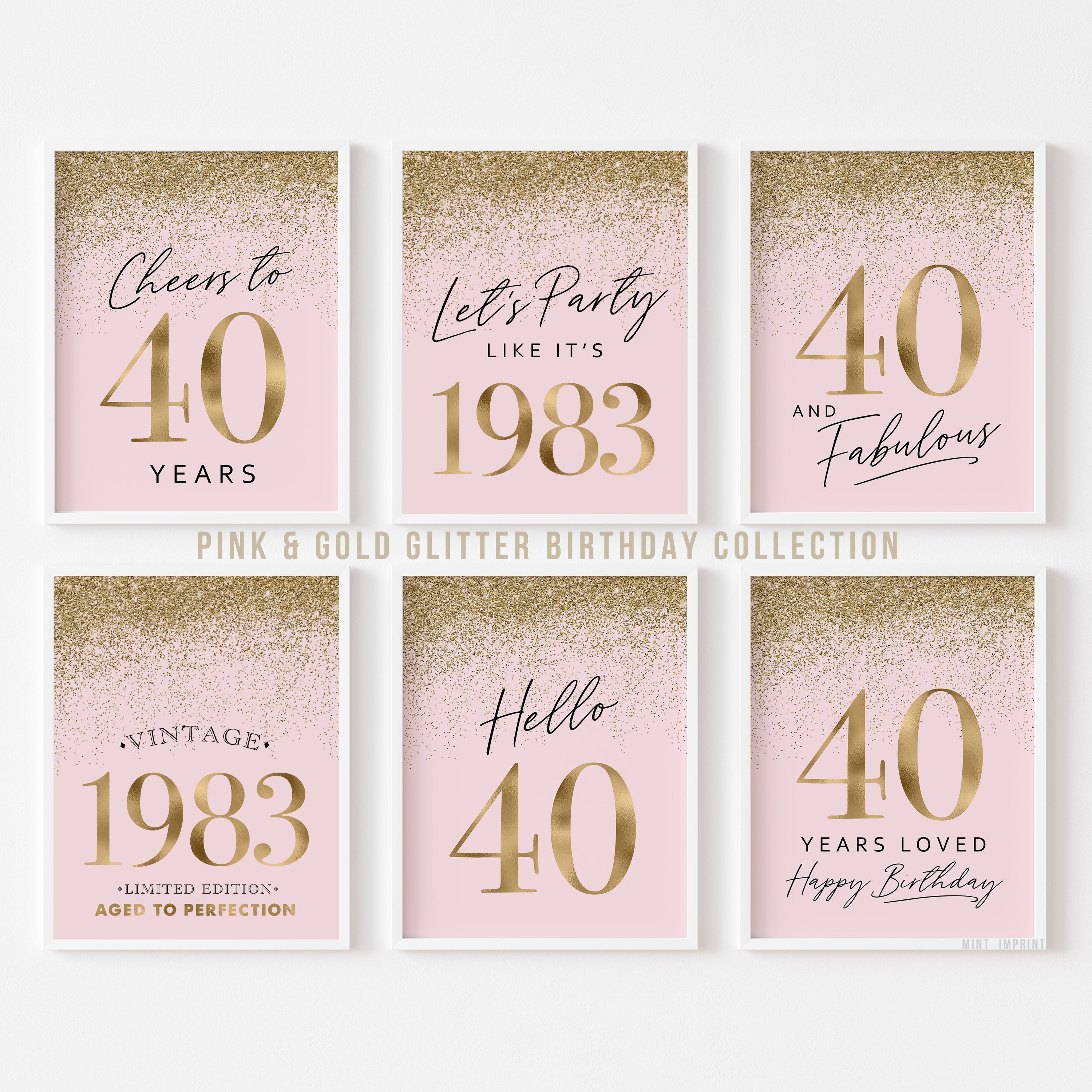 Pink and Gold 40th Birthday Party Decorations for Women Hello - Etsy