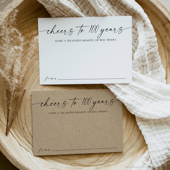 100th Birthday Wishes Advice Cards Cheers to 100 Years - Etsy
