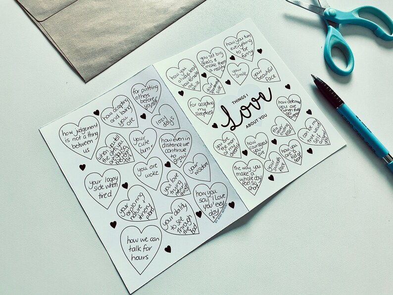50th Birthday Card 50 Things I Love About You Write Loving - Etsy