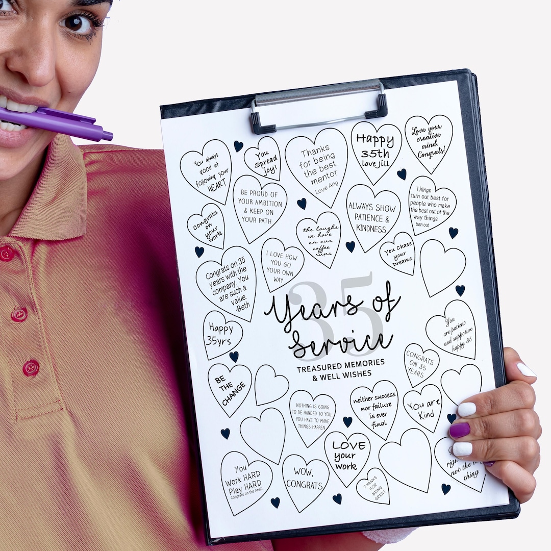 35 Year Employee Service Award Printable 35th Work Anniversary Gift ...