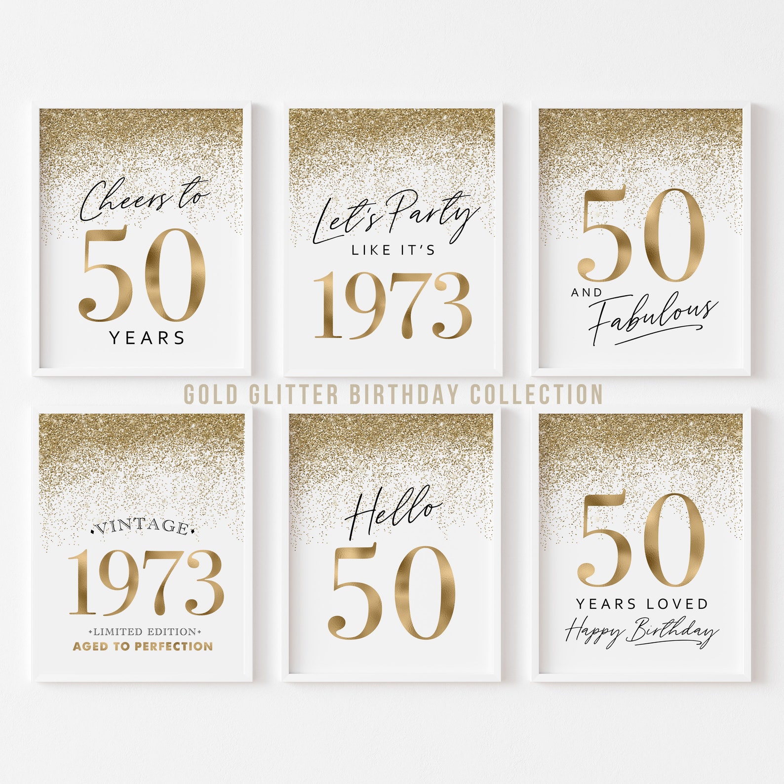 Gold 50th Birthday Party Decorations Printable 50 Birthday - Etsy