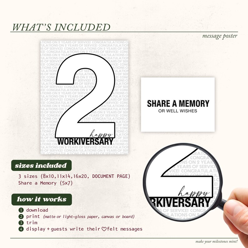 2nd Work Anniversary Card Alternative | 2 Years Service | Happy ...