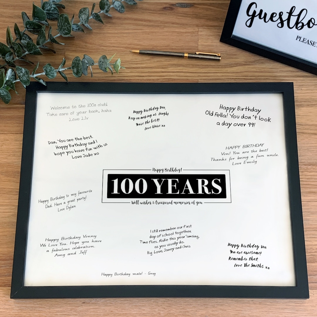 100 Years Signature Board Printable Poster Happy 100th - Etsy Australia
