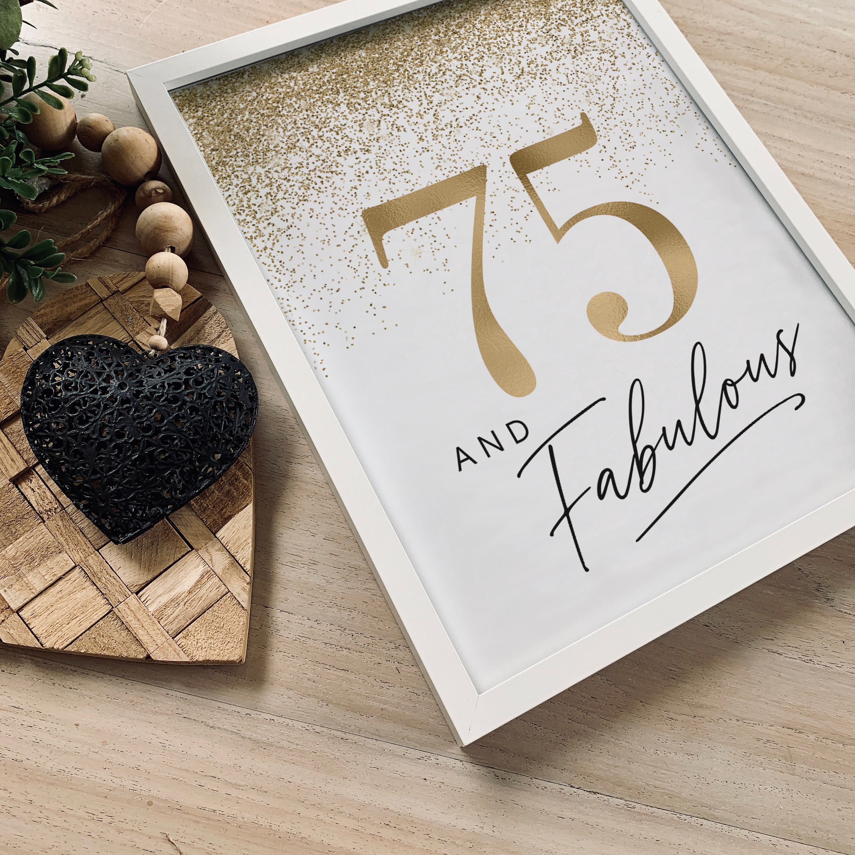 75th Birthday Gold Glitter Signs, Party Decor 75 Women (digital 4 Set ...