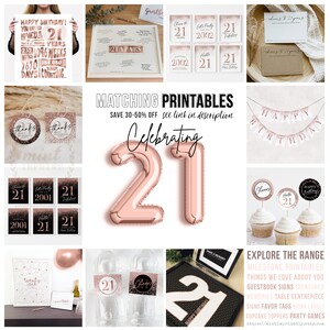 21 Years Signature Board Printable Sign Happy 21st Birthday Rose Gold ...