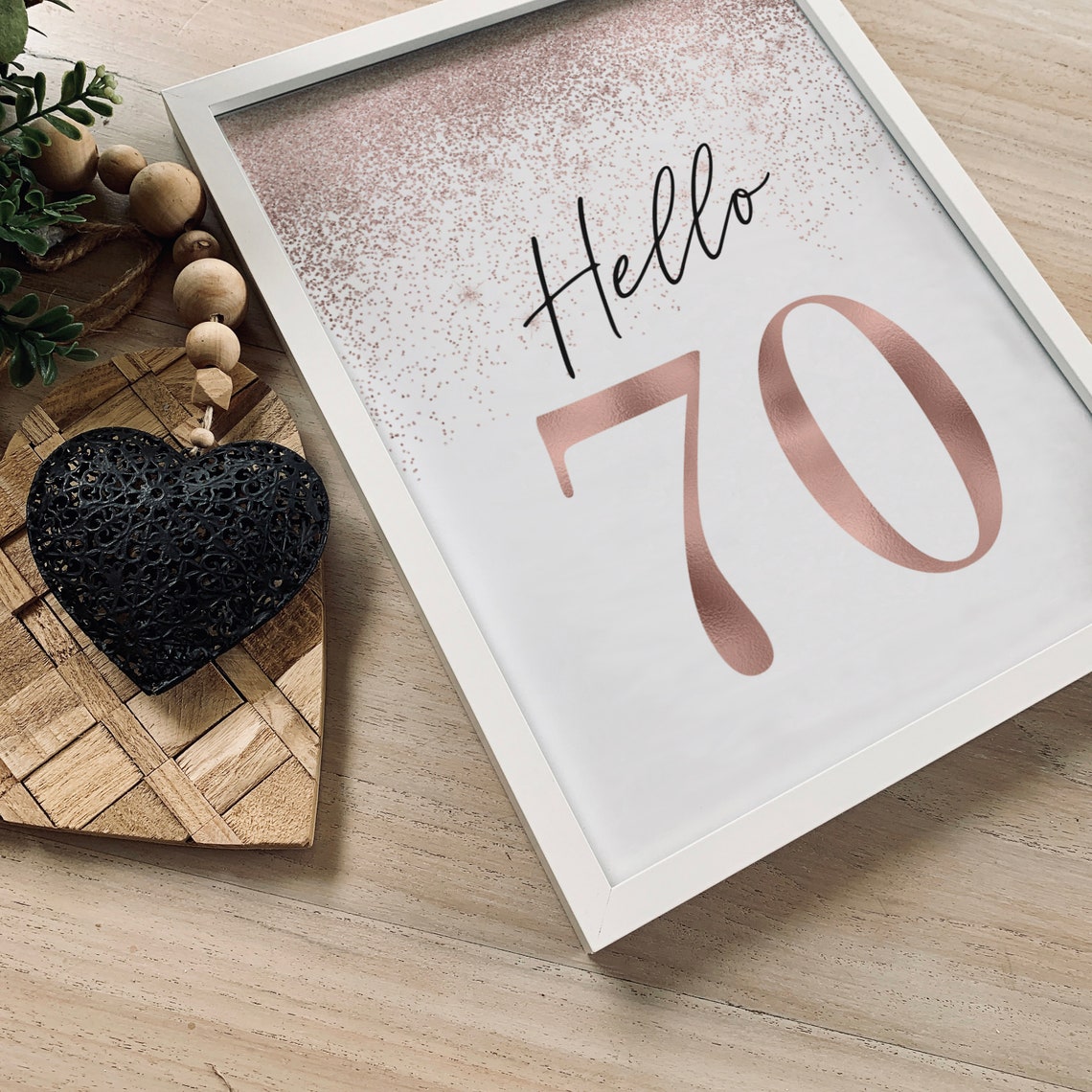 Rose Gold 70th Birthday Party Decorations: Printable Table Sign Bundle ...