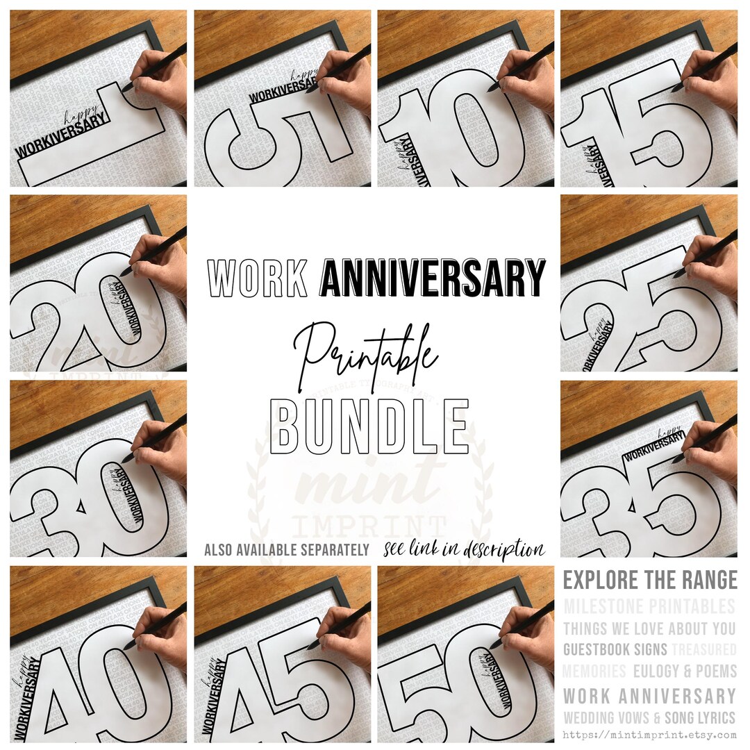 Work Anniversary Bundle, Workiversary Card Alternative Messsages Board ...