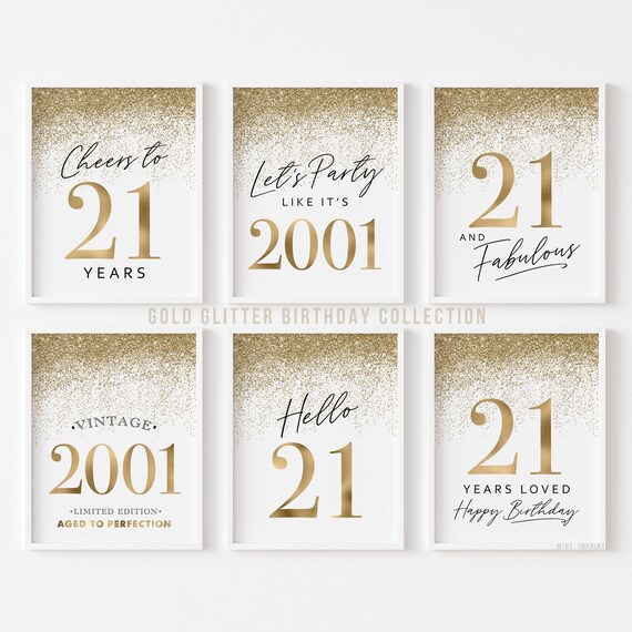 Gold 21st Birthday Party Decorations Printable 21 Birthday - Etsy