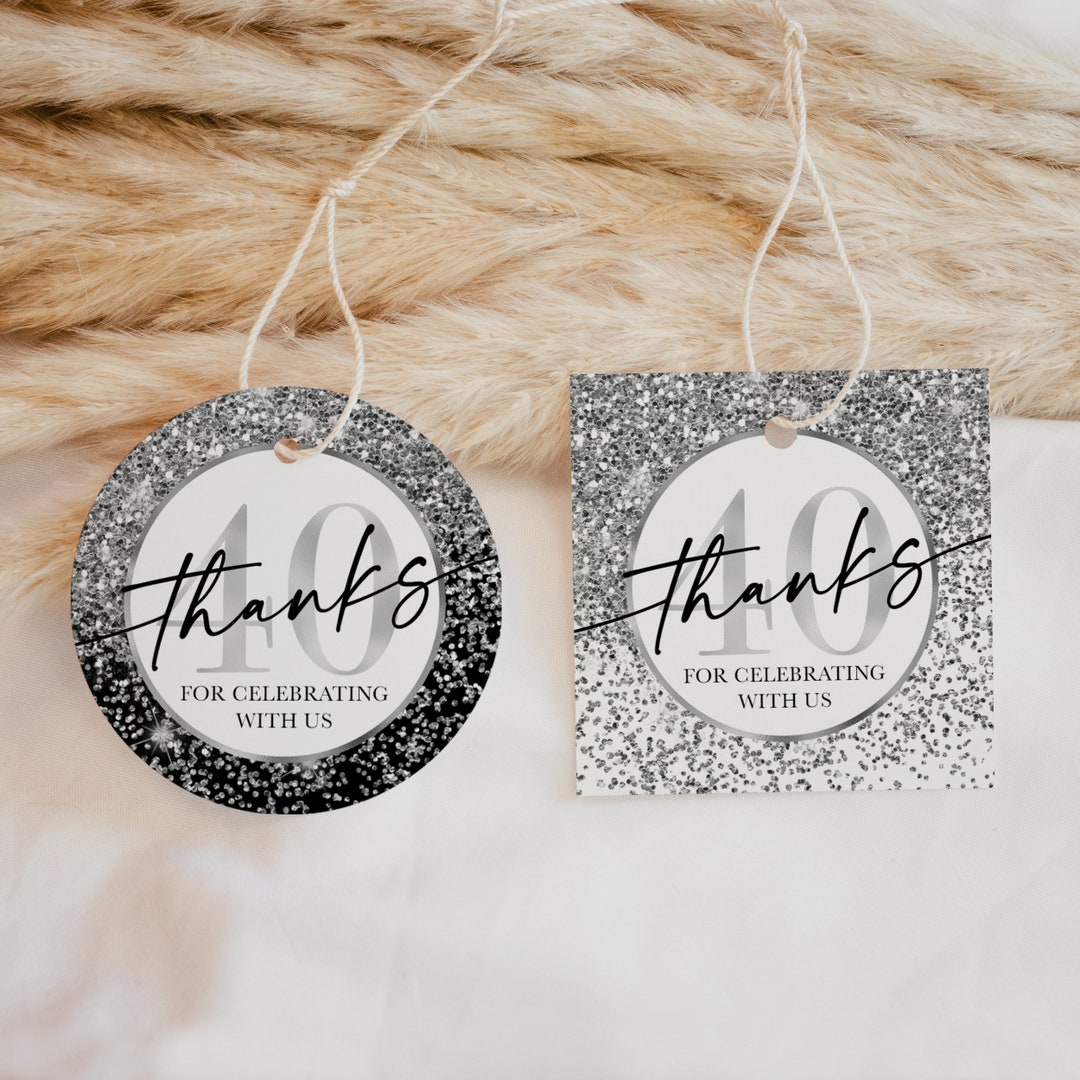 40th Birthday Favor Tags | Thanks for Celebrating 40 Years Gift Labels ...