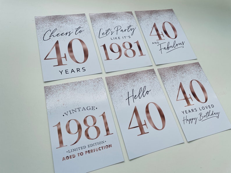 Rose Gold Decorations 40th Birthday Printable 40 Birthday - Etsy