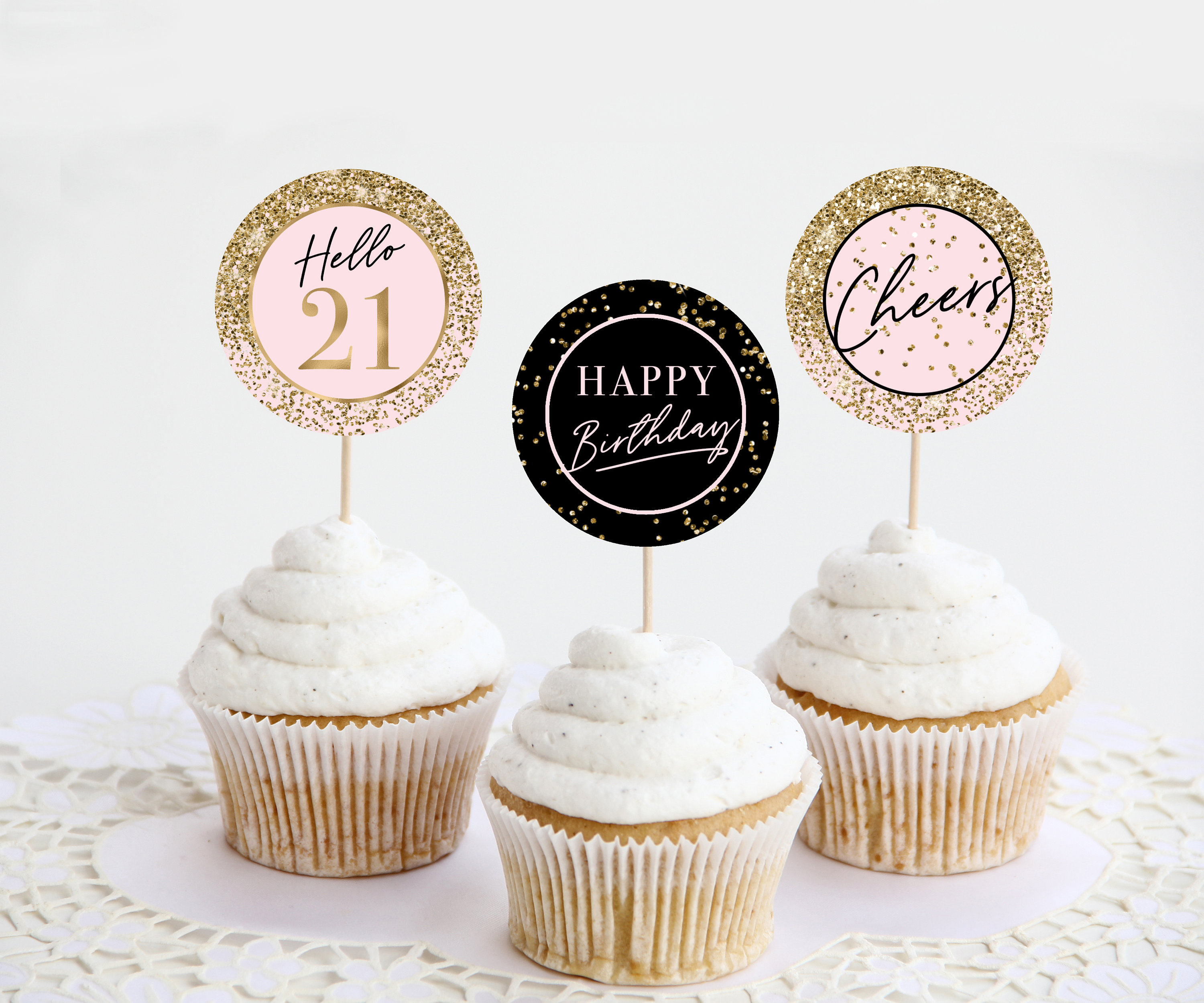 Pink and Gold 21st Birthday Party Decorations Women Hello 21 - Etsy