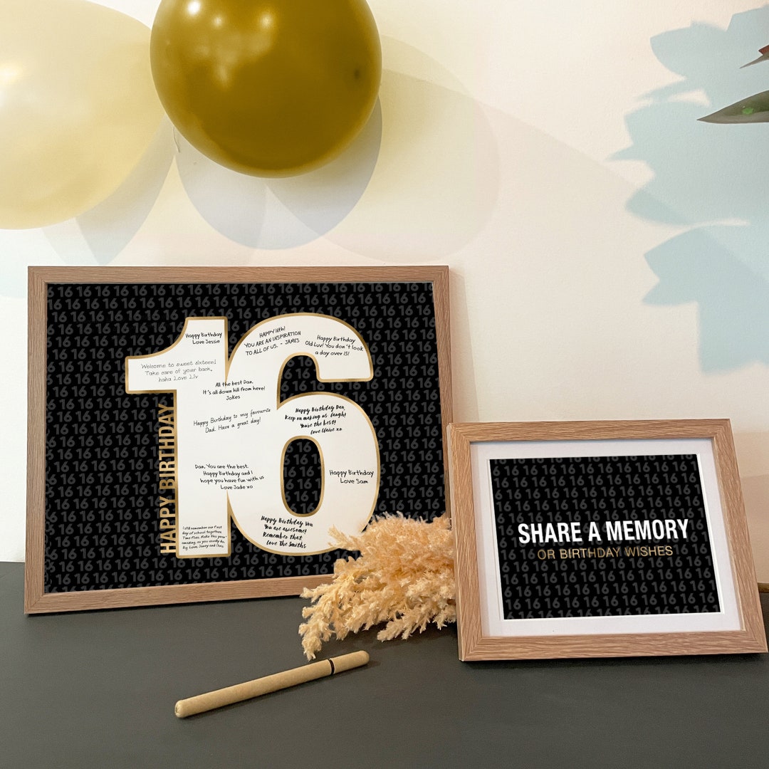 16th Birthday Guest Book Poster Printable Birthday Signage Share A ...