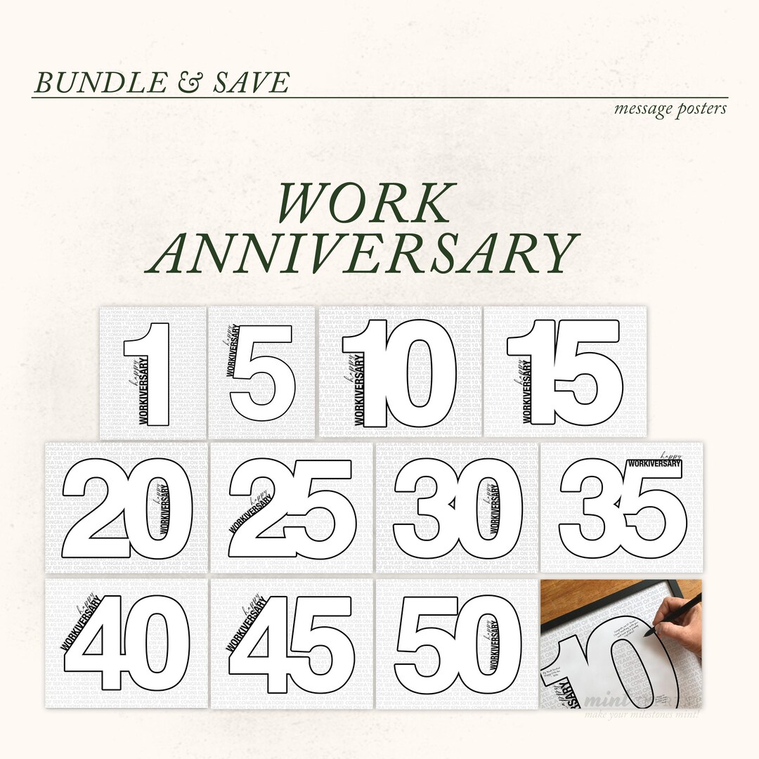Work Anniversary Bundle | Workiversary Card Alternative Message Boards ...