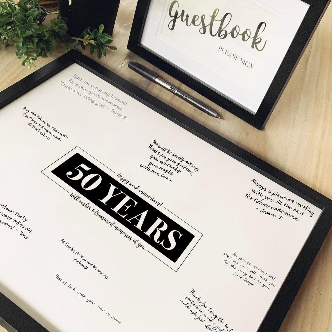 50 Year Work Anniversary Gift, Employee Workiversary Guest Book Sign In ...