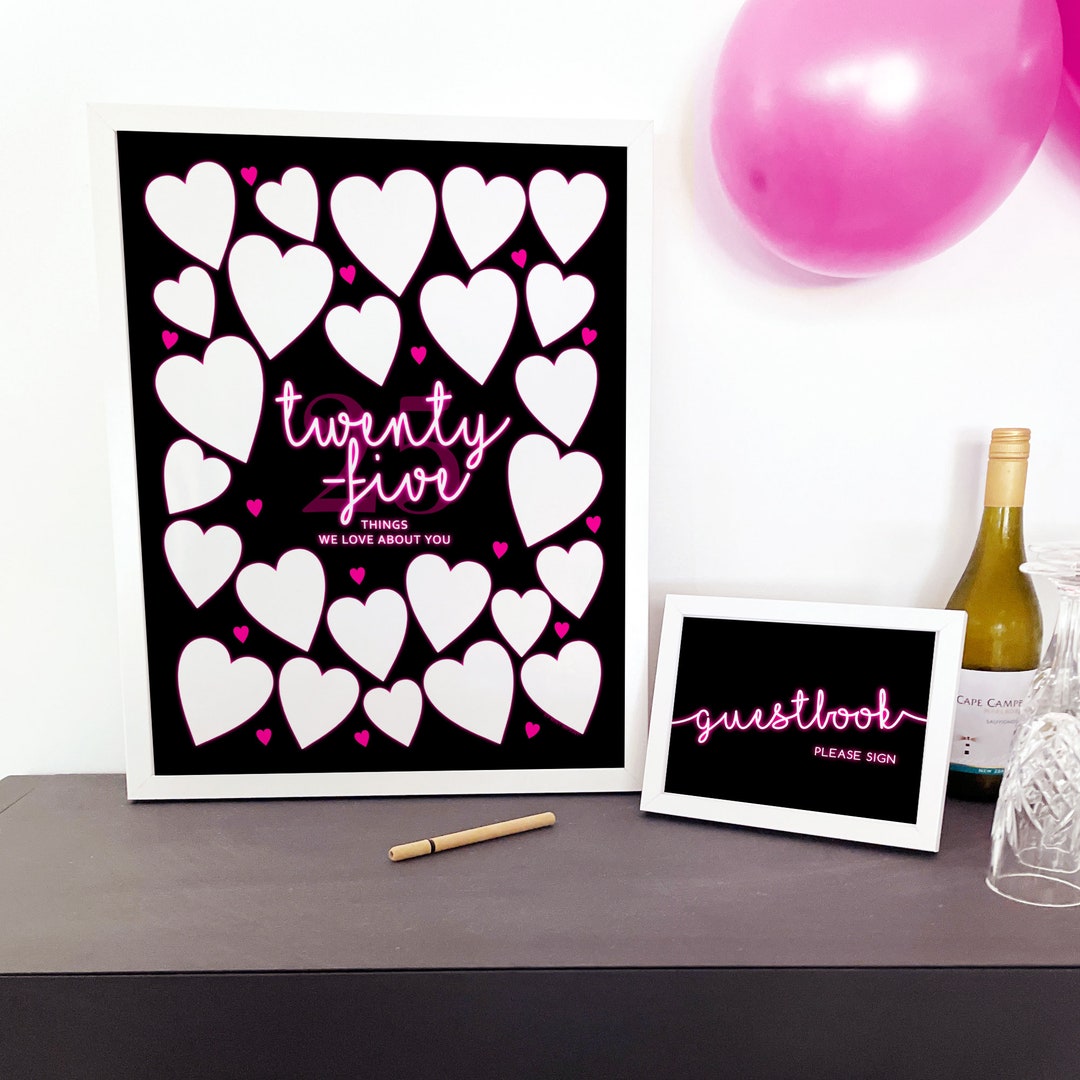 25th Birthday Decorations Hot Pink Decor Women 25 Things We - Etsy