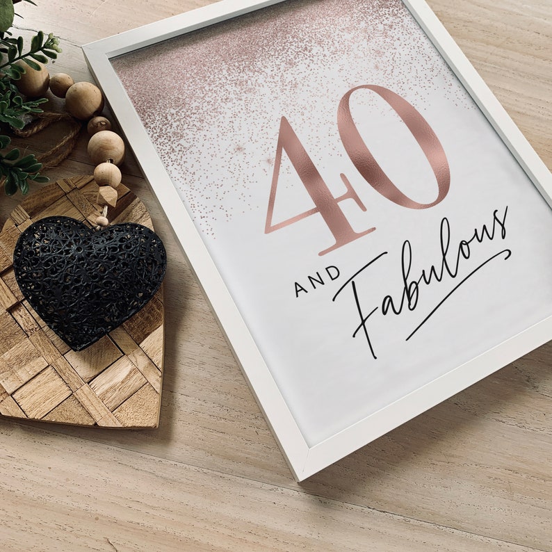 Rose Gold Decorations 40th Birthday Printable 40 Birthday - Etsy
