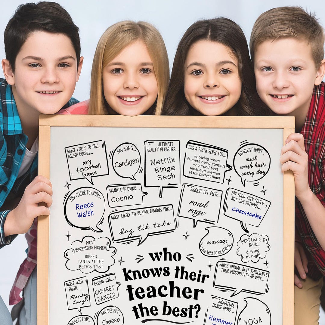 End of Year Teacher Quiz Poster: Fun Trivia Game (digital Download ...