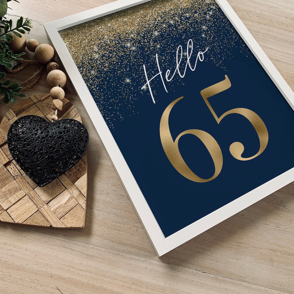 Navy Blue Gold Decorations 65th Birthday Signs Printable Man - Etsy