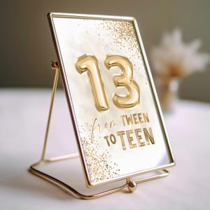 13th Birthday Party Table Sign Bundle: Gold Decoration 13 Year Old ...