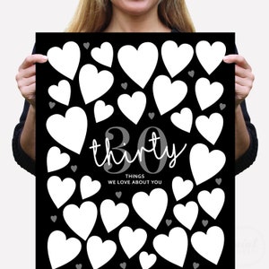 30th Birthday Gift, 30 Things We Love About You Printable Template ...