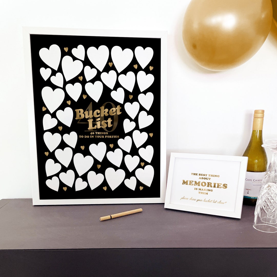 40th Birthday Bucket List Ideas Poster, 40 Things to Do in Your Forties ...