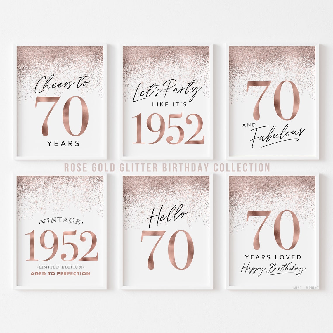 Rose Gold 70th Birthday Party Decorations Printable 70 | Etsy