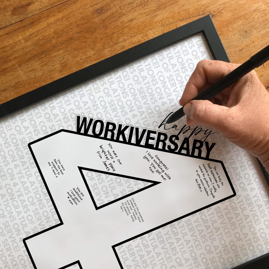 Message Board for Colleague's 4th Work Anniversary Card Alternative ...