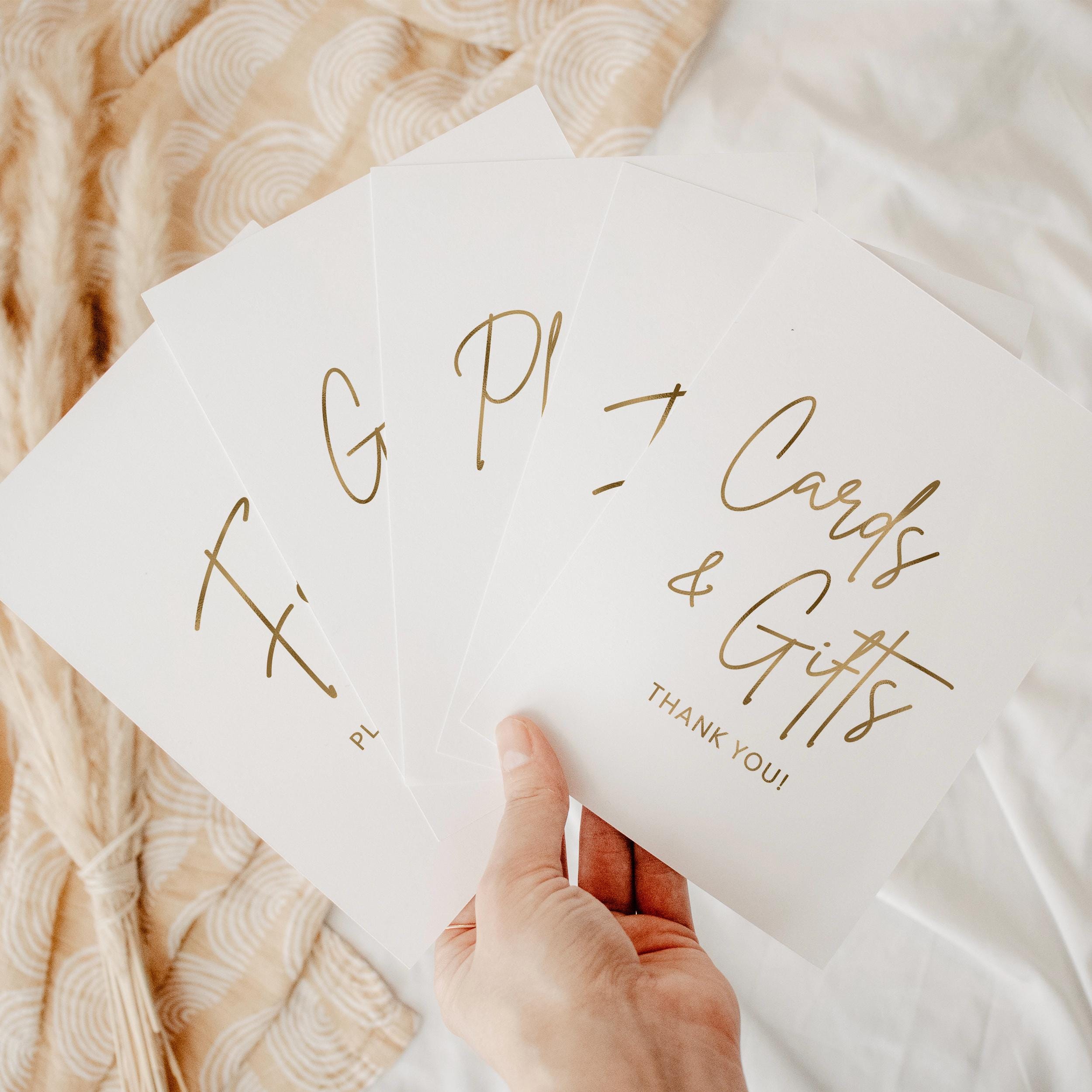 Gold Birthday Table Signs Bundle, Cards and Gifts, Favors, Photo Booth ...