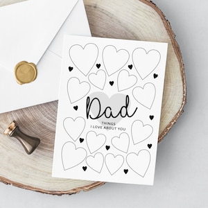 Card for Dad, Things I Love About You, Hearts Write in Loving Sentiment ...