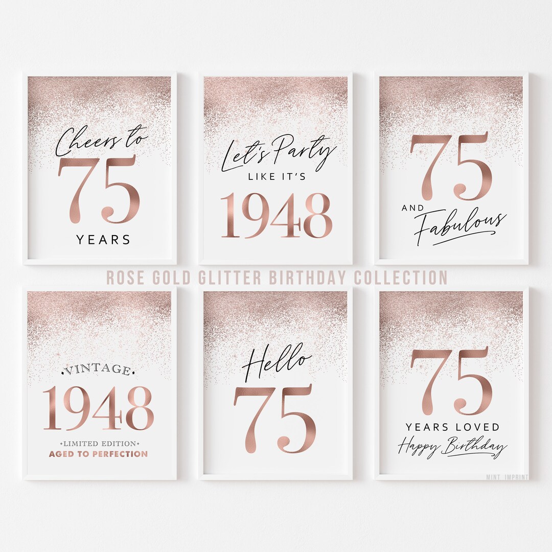 Rose Gold 75th Birthday Party Decorations Printable 75 - Etsy