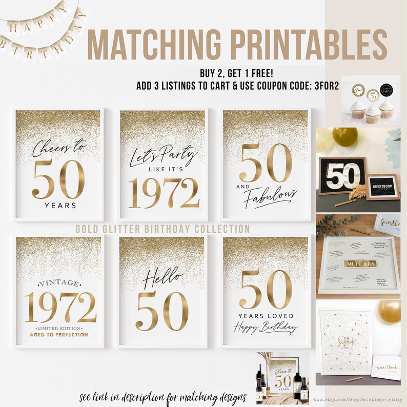 50 Years Signature Board Printable Sign Poster Happy 50th - Etsy