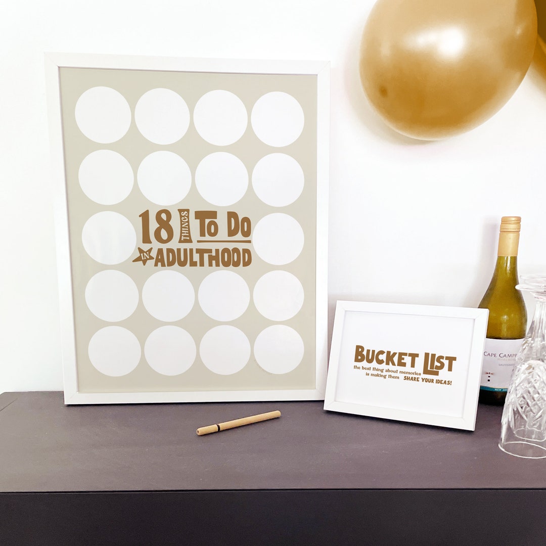 18 Things to Do in Adulthood Printable, Bucket List 18th Beige Template ...