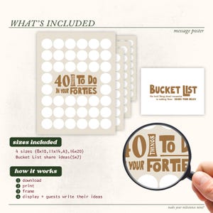 Bucket List 40th, 40 Things to Do in Your Forties Printable Beige Boho ...