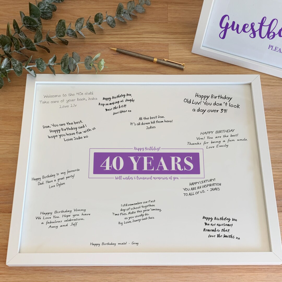 40 Years Wishes Board Printable Sign Happy 40th Birthday Well Wishes ...