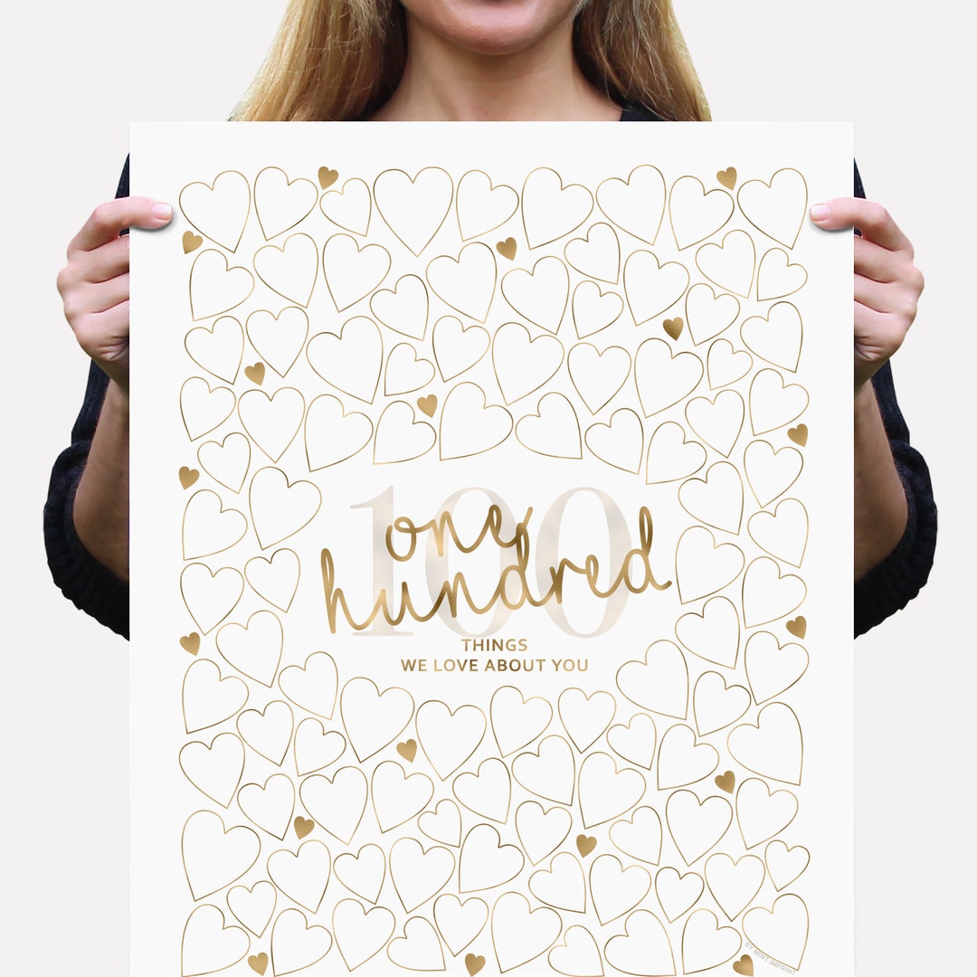 100th Birthday Party Poster, 100 Things We Love About You Printable ...