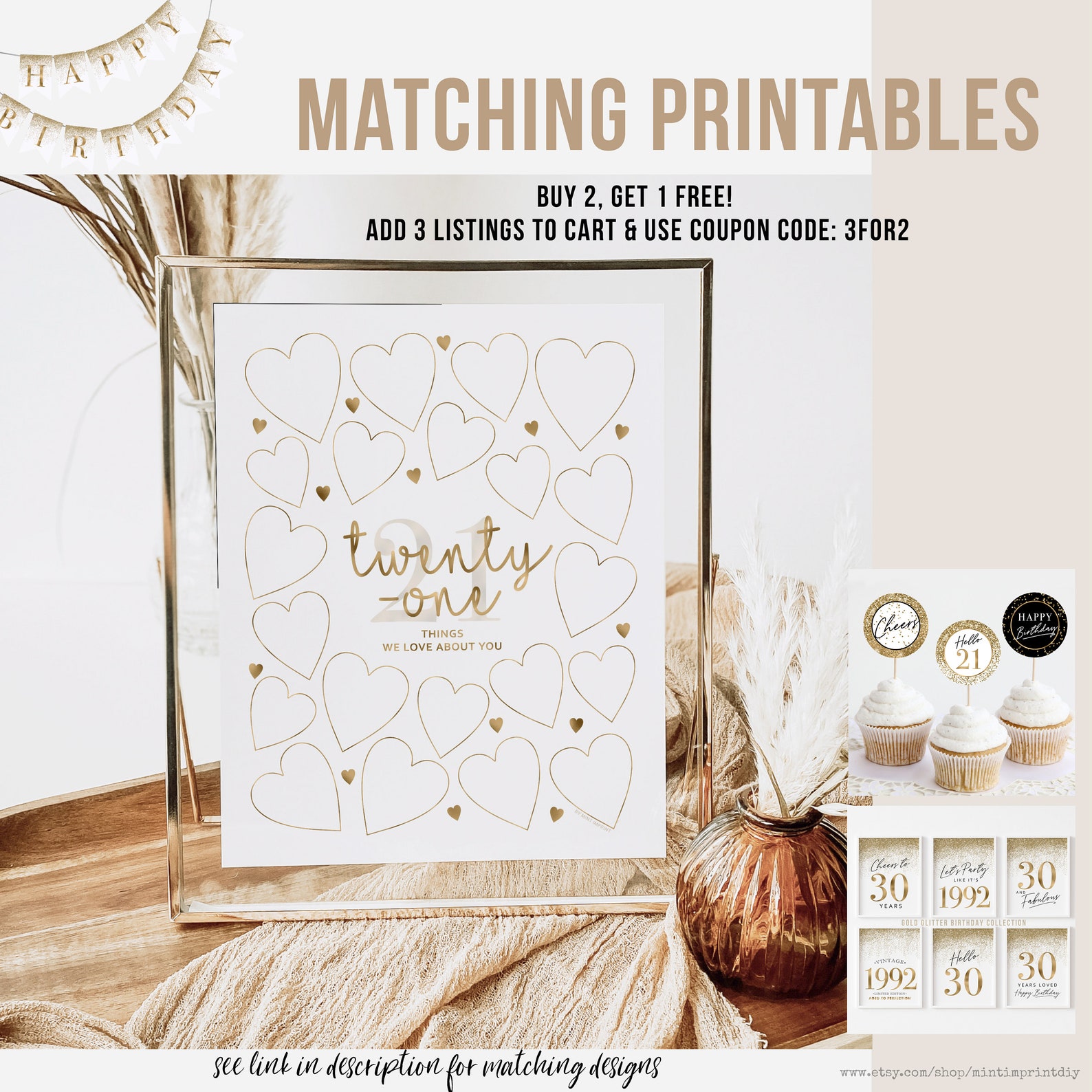 Pink and Gold 21st Birthday Party Decorations Women Hello 21 - Etsy